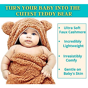 Kermode Teddy Bear Baby Swaddle Blanket - Plush Baby Swaddler for Newborns - Cute Infant Swaddle Wrap & Receiving Blanket - Perfect Gender Neutral Baby Shower & Registry Gift for Boy & Girl