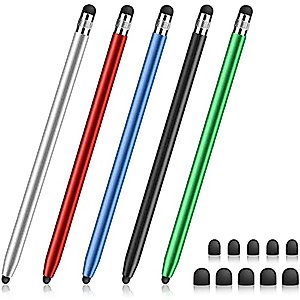 Stylus for Touch Screens, GUUGEI 5-Pack Capacitive Stylus Pen for iPad iPhone Android Phone Chromebook Tablet PC High Sensitivity & Precision Dual Rubber Fine Point Tips Stylist Pens