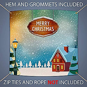 BANNER BUZZ MAKE IT VISIBLE Merry Christmas Banner, Heavy Duty 11 Oz Vinyl, Holiday Christmas Party Decor Banner Sign with Metal Grommets & Hemmed Edges, Perfect for Indoor Outdoor Decor (8' X 3.5')