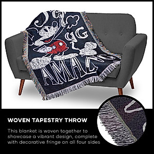 Disney's Mickey Mouse, "Amazing Day" Woven Tapestry Throw Blanket, 48" x 60", Multi Color