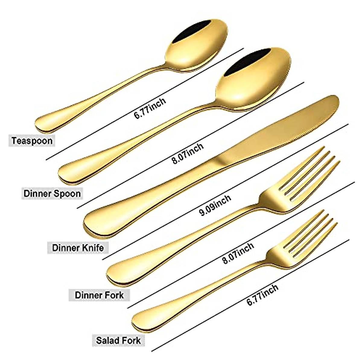 Gold Silverware Flatware Set for 8, 40 Piece Stainless Steel Cutlery Set With Titanium Golden Plated, Tableware Kitchen Utensil Include Spoons, Forks, Knives, Mirror Polished, Dishwasher Safe