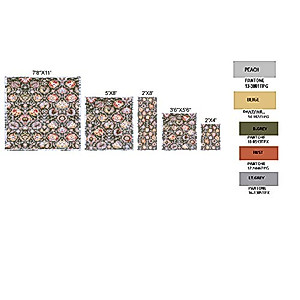 Furnish my Place Abstract Area Rug - 2 ft. x 4 ft, Dark Grey, Distressed, Floral Rug with Rustic Print