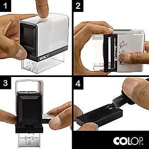 COLOP Large Size Self Inking Custom Text Stamp - Choose from Many Fonts & 15 Ink Colors