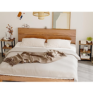 Fixwal Side Table Set of 2, 3-Tier Small End Table, Sofa Table Nightstand for Living Room, Bedroom, Office, Rustic Brown and Black