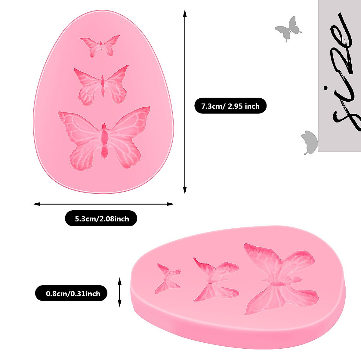 2 Pieces Butterfly Silicone Molds Mini Butterfly Fondant Cake Baking Mold Cupcake Decoration Tool Butterfly Shaped Chocolate Trays for Homemade Cake DIY Polymer Clay