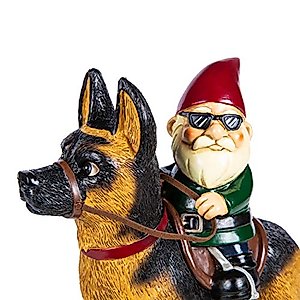Kwirkworks Garden Gnome - German Shepherd Lawn Statue Figurine - 10 inches Tall