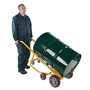 Vestil RDBT-PO Drum Truck with Dual Handle, Polyolefin Wheels, 1000 lbs Load Capacity, Overall L x H (in.) 20-1/16 x 60-5/8"