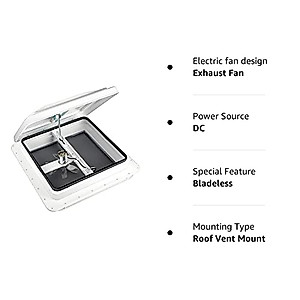 Livpow RV Roof Vent With 12V Fan Reversible 14" x 14"