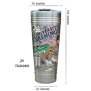Catstudio Washington, University of Collegiate Thermal Tumbler | Triple Wall Insulation With Non Slip Bottom | Great College Travel Cup for Water, Coffee, Tea, or Smoothies