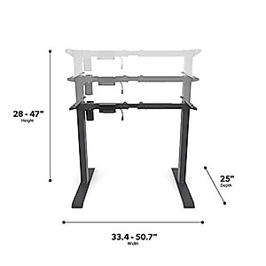 HON Basyx Commercial-Grade Single Motor Electric Height Adjustable, Standing Desk Base, 28" to 47" High, Black