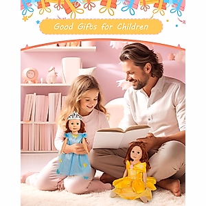 18 inch Doll Clothes Accessories, 6PCS Princess Costume Set with Crown Fits for 18 inch Girl Dolls, Gift for Girl Christmas Birthday Party