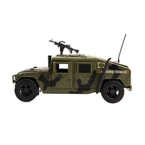 Vokodo Military Fighter Truck Friction Powered With Lights And Sounds Kids Push And Go 1:16 Scale Pretend Play Armored Army Vehicle Doors Open Quality Action Toy Car Great Gift For Children Boys Girls