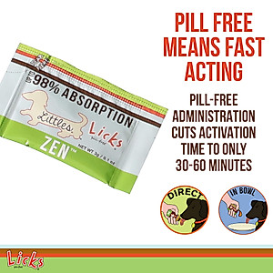 Licks Pill Free Zen Small Breed Dog Calming Aid - Zen Calming Aid Supplements for Aggressive Behavior & Nervousness - Calming Dog & Puppy Treats for Stress Relief & Dog Health - Gel Packets - 30 Use