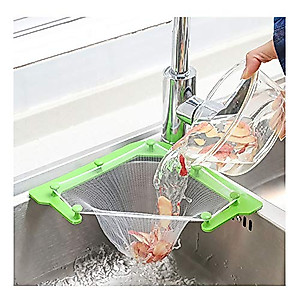 Kitchen sink strainer, Triangle Filter, Sink Strainer Bag sink net, Sink Fine Net Mesh Bag, Hanging Net Drain Basket Leftovers Soup Sink Garbage Storage Rack Holder(1 Holder + 100 PCS filters)