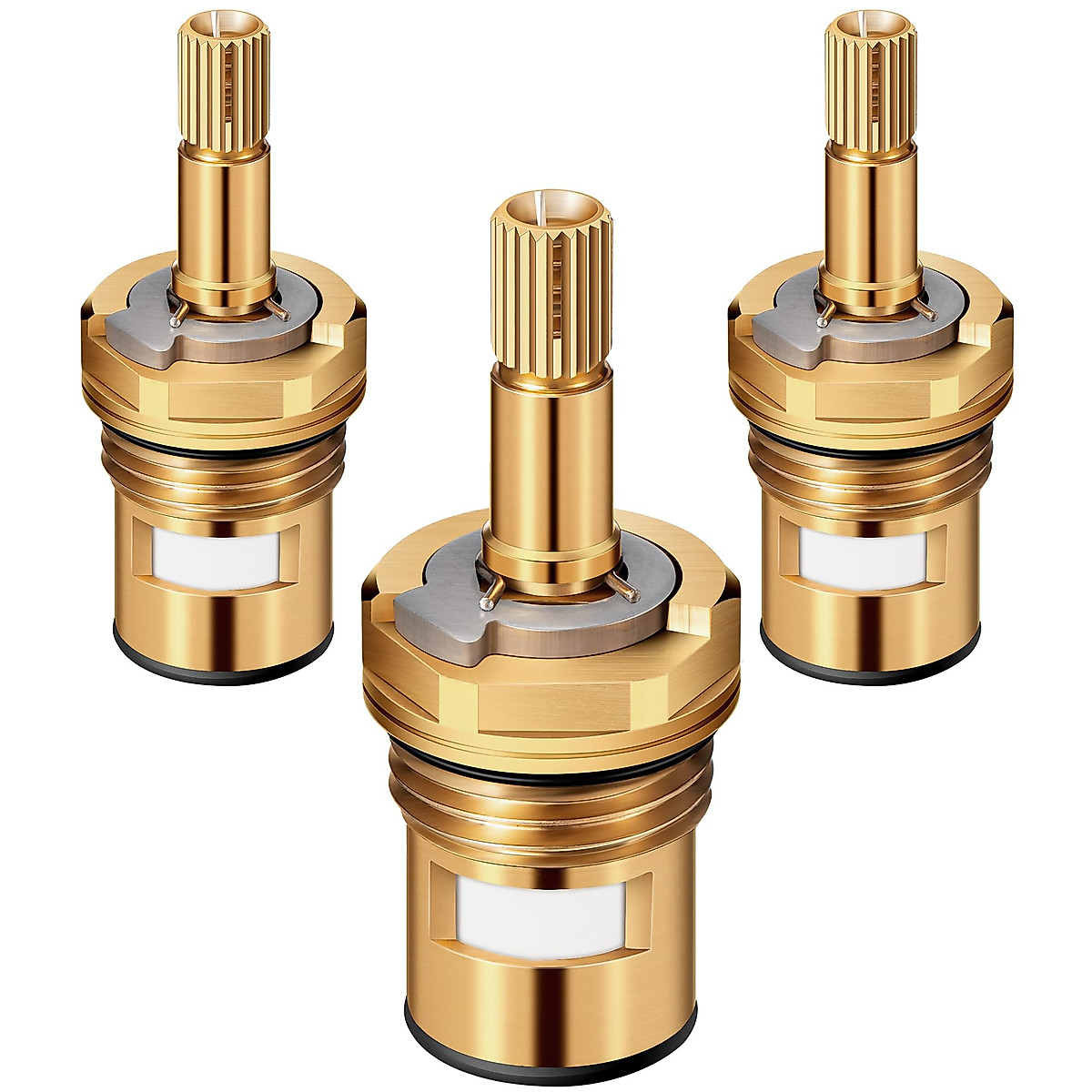 Enhon 3 Pack Faucet Cartridge Compatible with American Standard 994053-0070a or 994053-0070a/H Bathroom Kitchen Bathtub Faucet Stem Replacement, 4z-24h Hot and Cold Replacement Stem, Brass