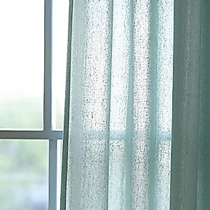 Lush Decor X 45 1 Blue Burlap Knotted Tab-Top Window Curtain Panel Pair (84" x 45"), 84