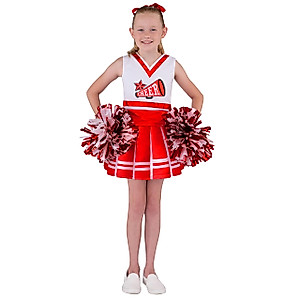 Spooktacular Creations Kids Cheerleader costume, Red Cheerleader Outfit for Girls, Child Red Cheerleading Uniform Outfit for Halloween Dress-up Parties (Medium)