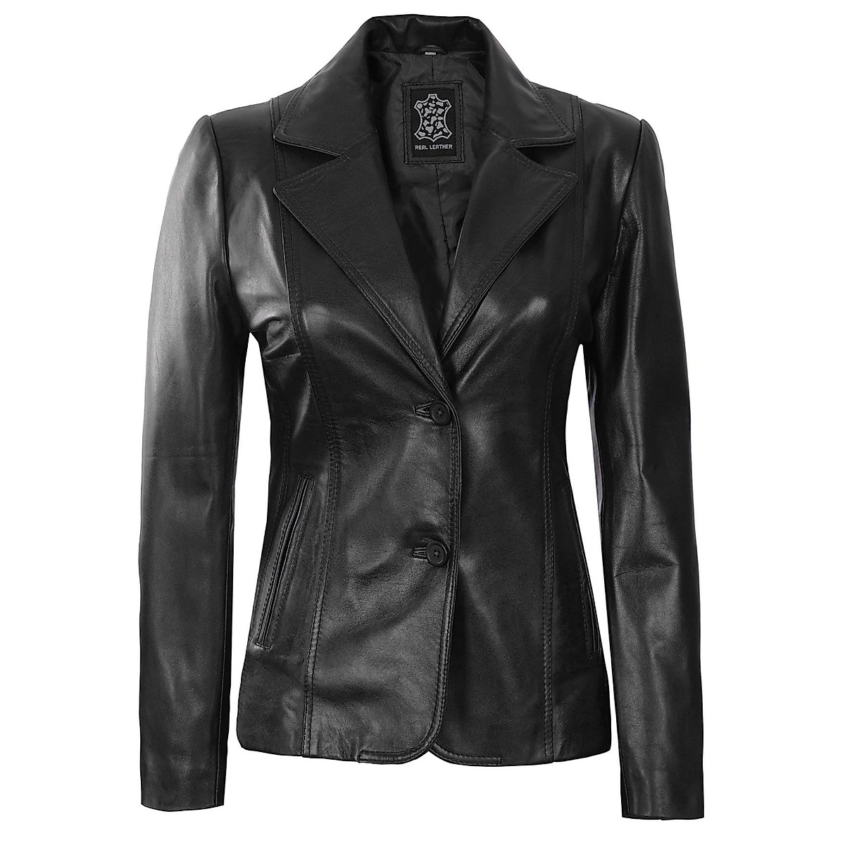 Blingsoul Women's Black Leather Jacket | [1302975] Surrey Black, XL