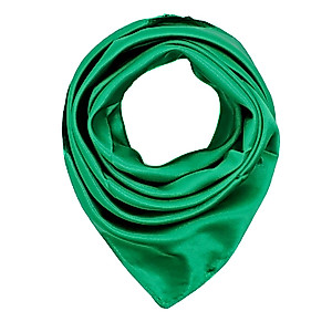 RUOLIN 35×35 inches large square women's satin silk like head scarf fashion pattern silk feeling hair sleeping wrap (20 Green)
