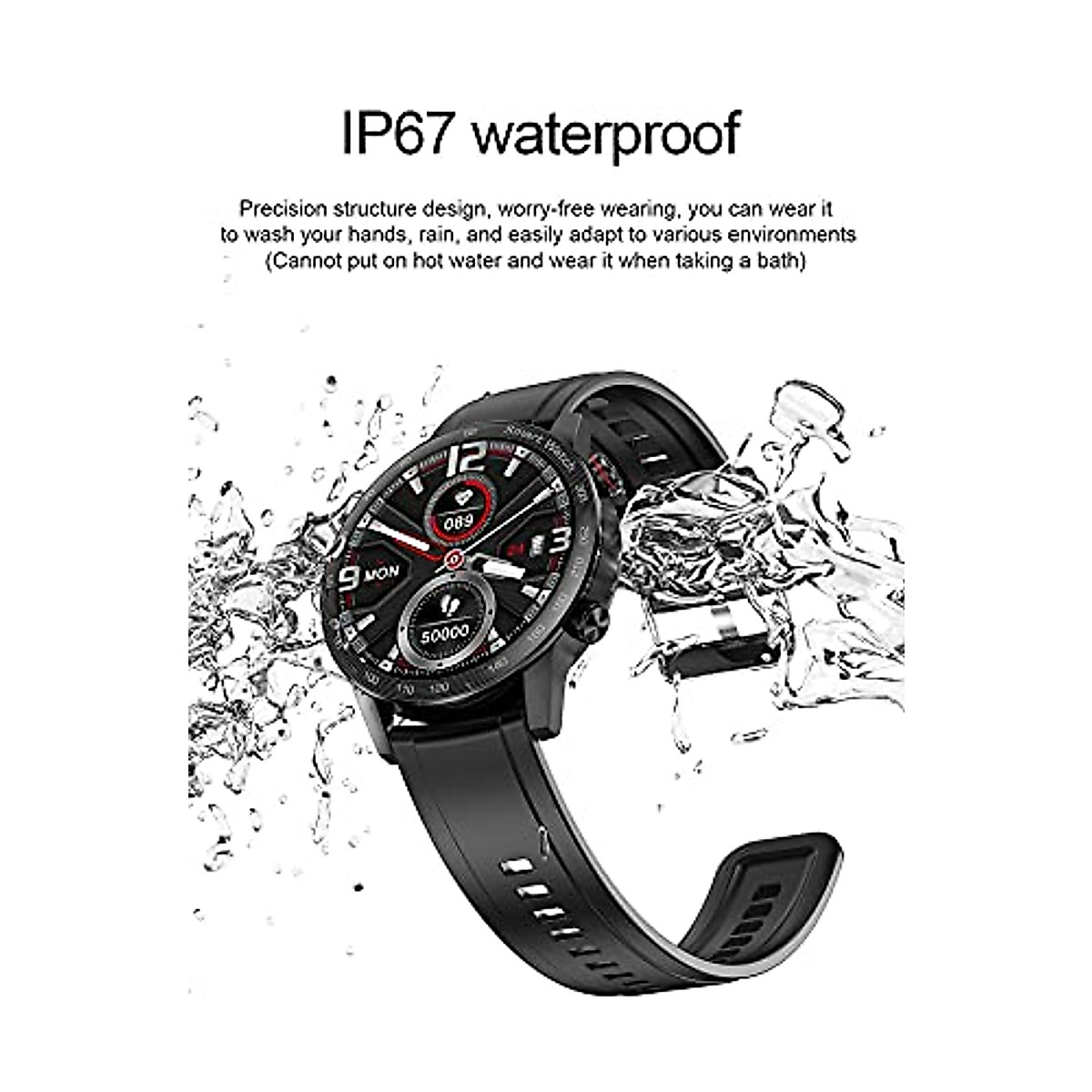 XYJ Smart Watch for Android Phones Compatible with iPhone 1.28 Inch Touch Screen Fitness Tracker with Heart Rate Monitor Blood Oxygen Saturation 5ATM Waterproof Smartwatch for Women Men (Color : F)