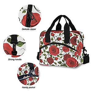 ALAZA Red Roses(c4) Lunch Bags for Women Leakproof Crossbody Lunch Bag lunch Box Lunch Cooler Bag for Women,Nurse,Teachers(226ya6a)