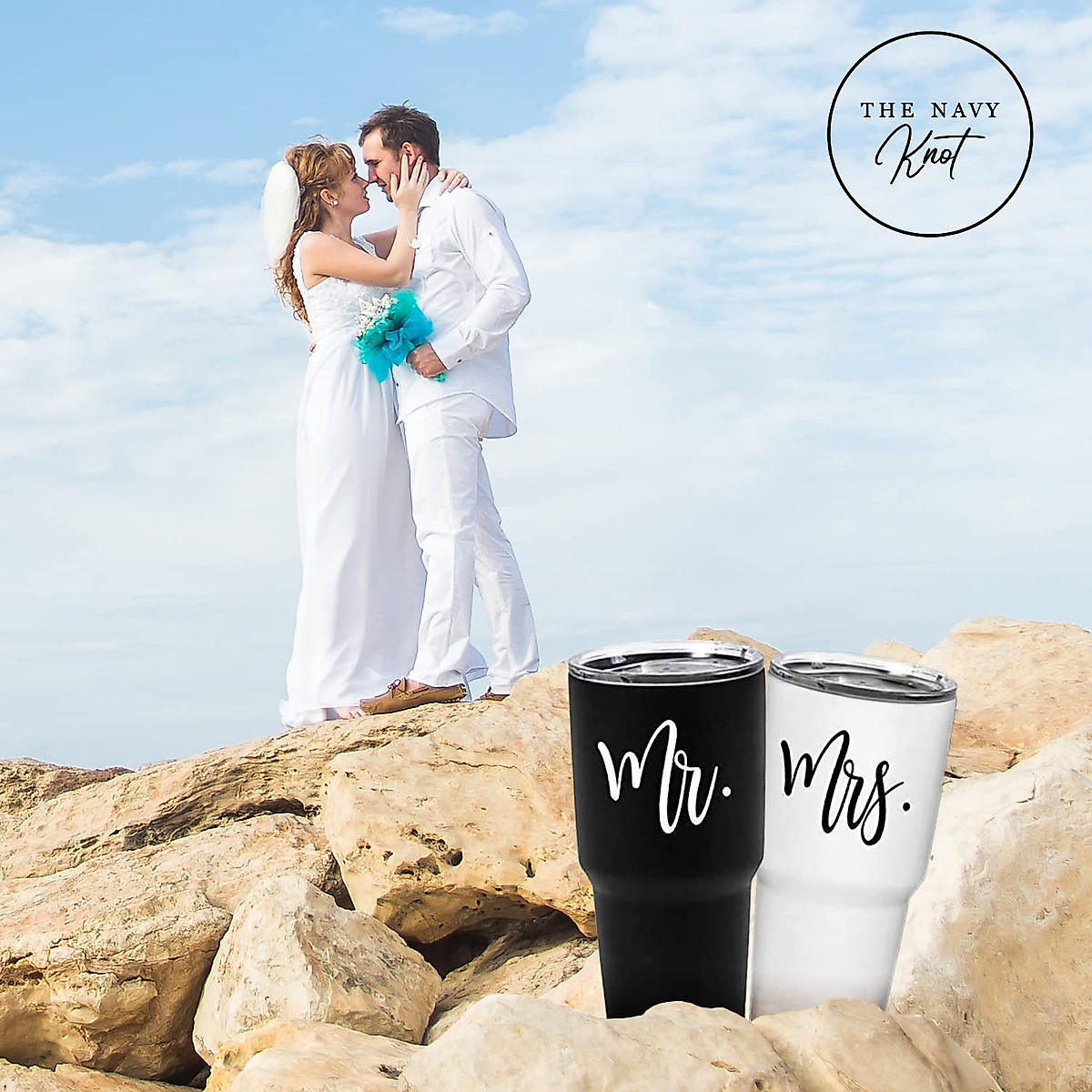 Mr and Mrs Tumbler Set - Travel Tumbler for Newlyweds Couples Wife Bride To Be Newly Engaged Bridal Shower, Insulated Travel Tumbler for Wedding Engagement