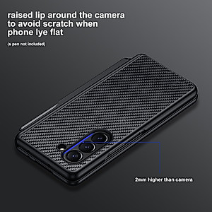 Libeagle Compatible with Samsung Galaxy Z Fold 5 Case, Support All Magsafe Accessories, Leather Back, Include Both Removable Old & New Slim S Pen Holder (2023) on Hinge,Cover 5G-Carbon Fiber