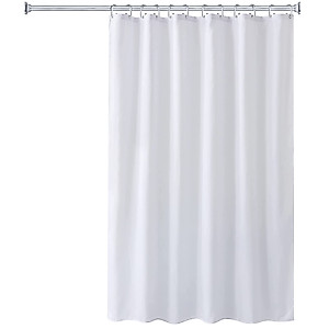 Splash Home Decorative Aluminum C-Shaped Shower Curtain Hooks, Smooth-Glide, Rust-Resistant, Set of 12 - Chrome