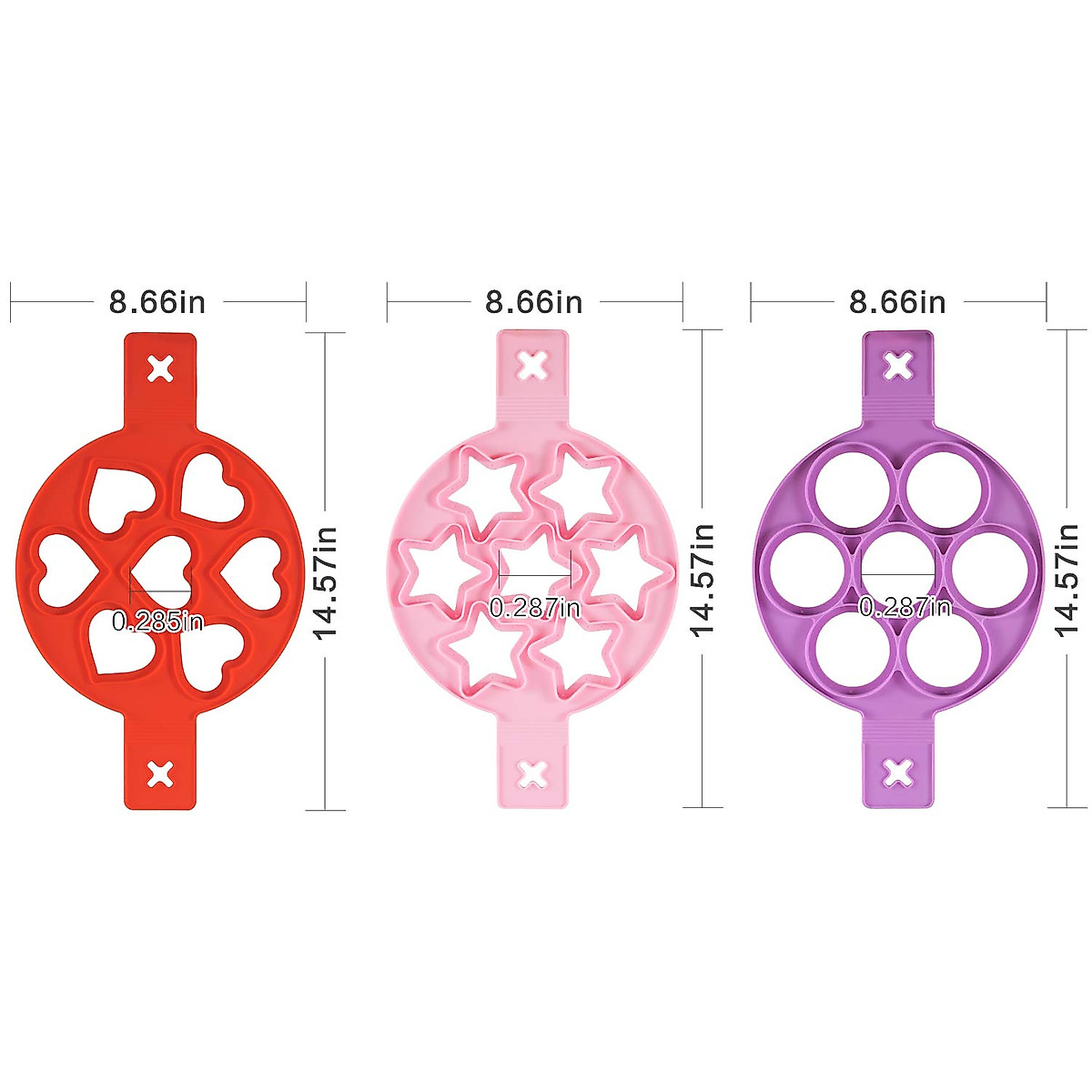 Silicone Pancake Molds for Griddle Pancake Molds for Kids 3 Pack