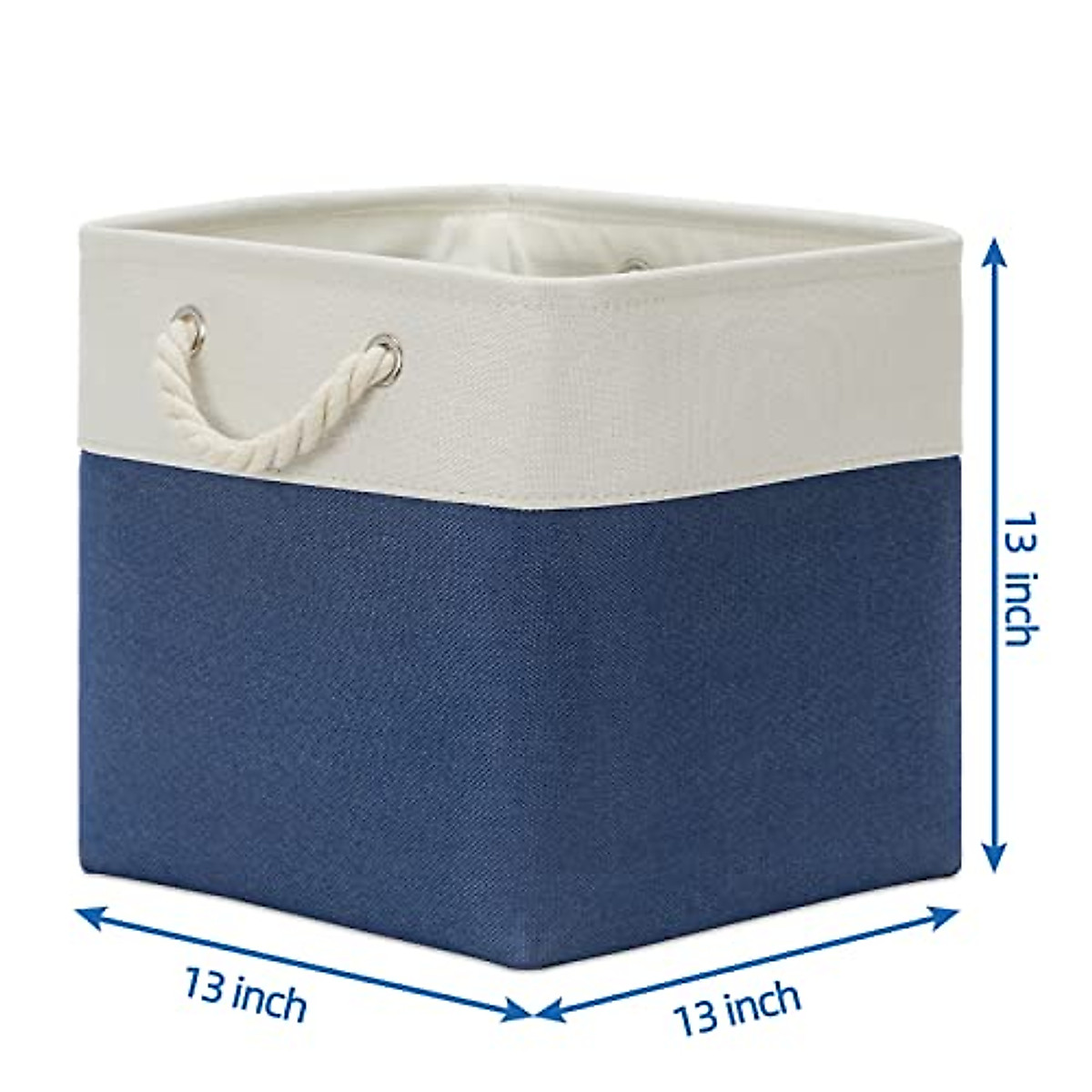 Temary Storage Baskets for Shelves 13x13 Baskets for Gifts Empty, 4 Pack Shelf Baskets Large Storage Baskets Cube Storage Bins Fabric Storage Cubes with Handles for Shelves (White&Blue)