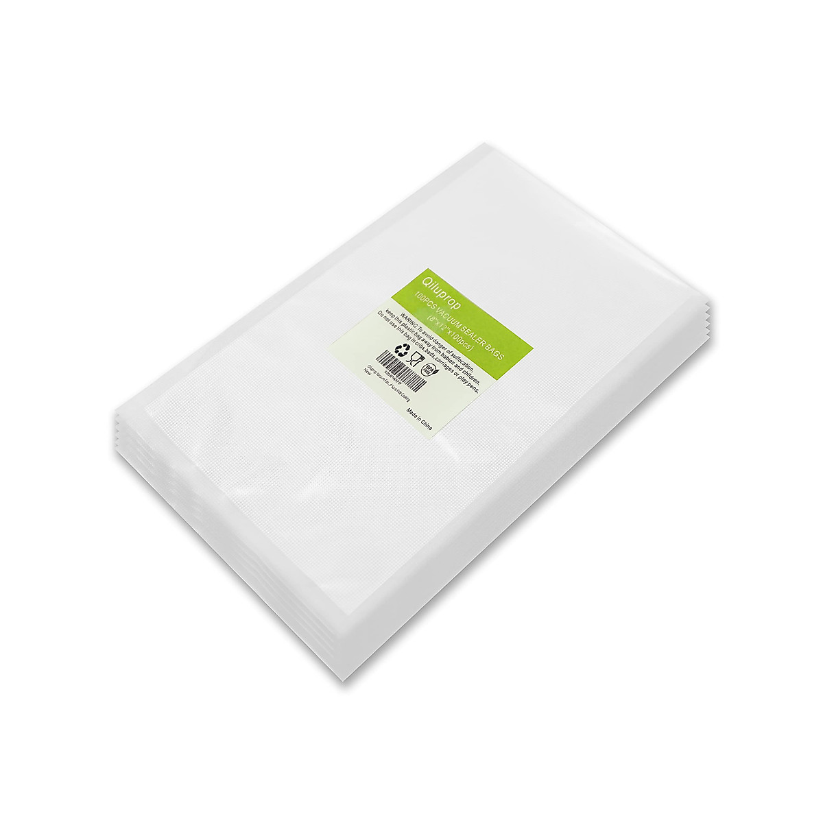 Qiluprop Vacuum Food Sealer Bags 100 Counts Quart Size 8" x 12'', BPA Free, Commercial Grade Textured Food Vacuum Sealer Bag, Thick Embossed Bags for Food Storage and Sous Vide Cooking