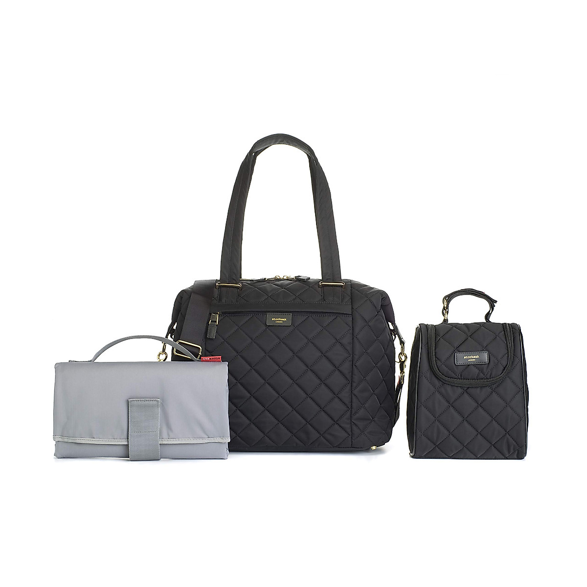 Storksak Stevie Quilt Diaper Changing Bag, Black