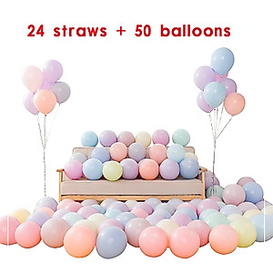 24-Pk Crazy Straws For Kids Reusable+50 Pcs Balloons， Silly Straws For Kids Curly Straws For Kids Reusable Sea Butterfly Rainbow Party Favor For Adults Kids， Various Styles Twisty Straws Fun Straws
