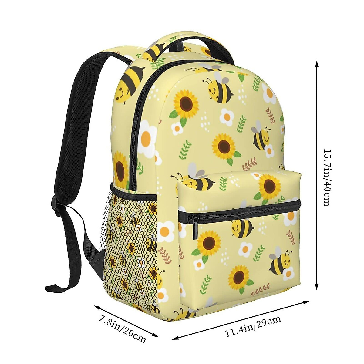 Fashion Cute Bee Sunflowers Backpack Lightweight Laptop Backpack Casual Daypack For Teens,Boys,Girls