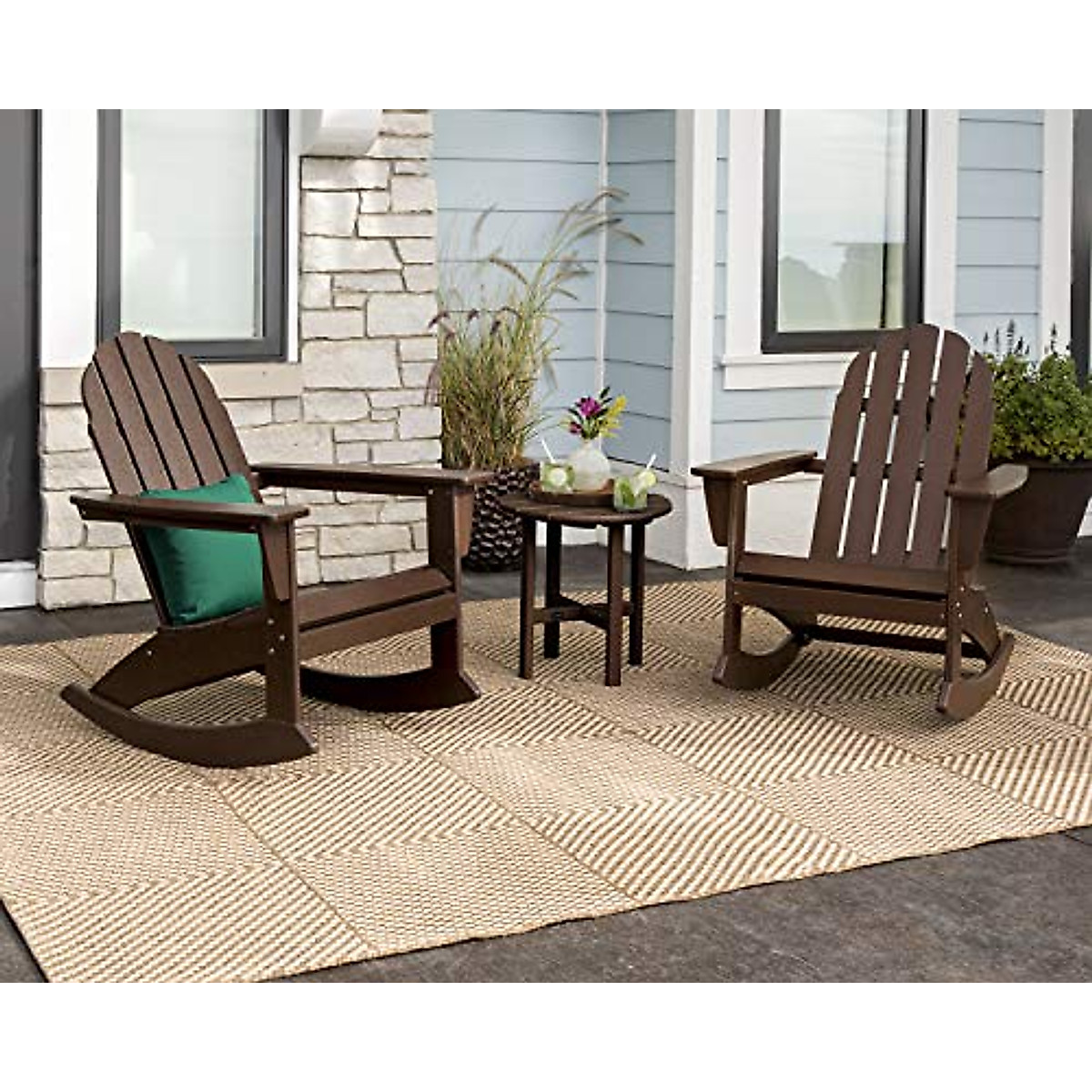 POLYWOOD Vineyard 3-Piece Adirondack Rocking Chair Set with Side Table