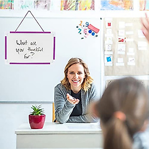 Operitacx Small Dry Erase Whiteboard, Magnetic White Board with Marker, Magnetic Hanging Whiteboard, Portable Mini Double Sided White Board for Drawing, Memo Board (Purple)