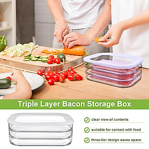 JolliKids 2 Pack Deli Meat Container for Fridge, Organizer Bacon Containers for Refrigerator, Stackable Food Storage Boxes with Lids and Food Tongs for Lunchmeat, Cold Cuts, Salami, BPA Free