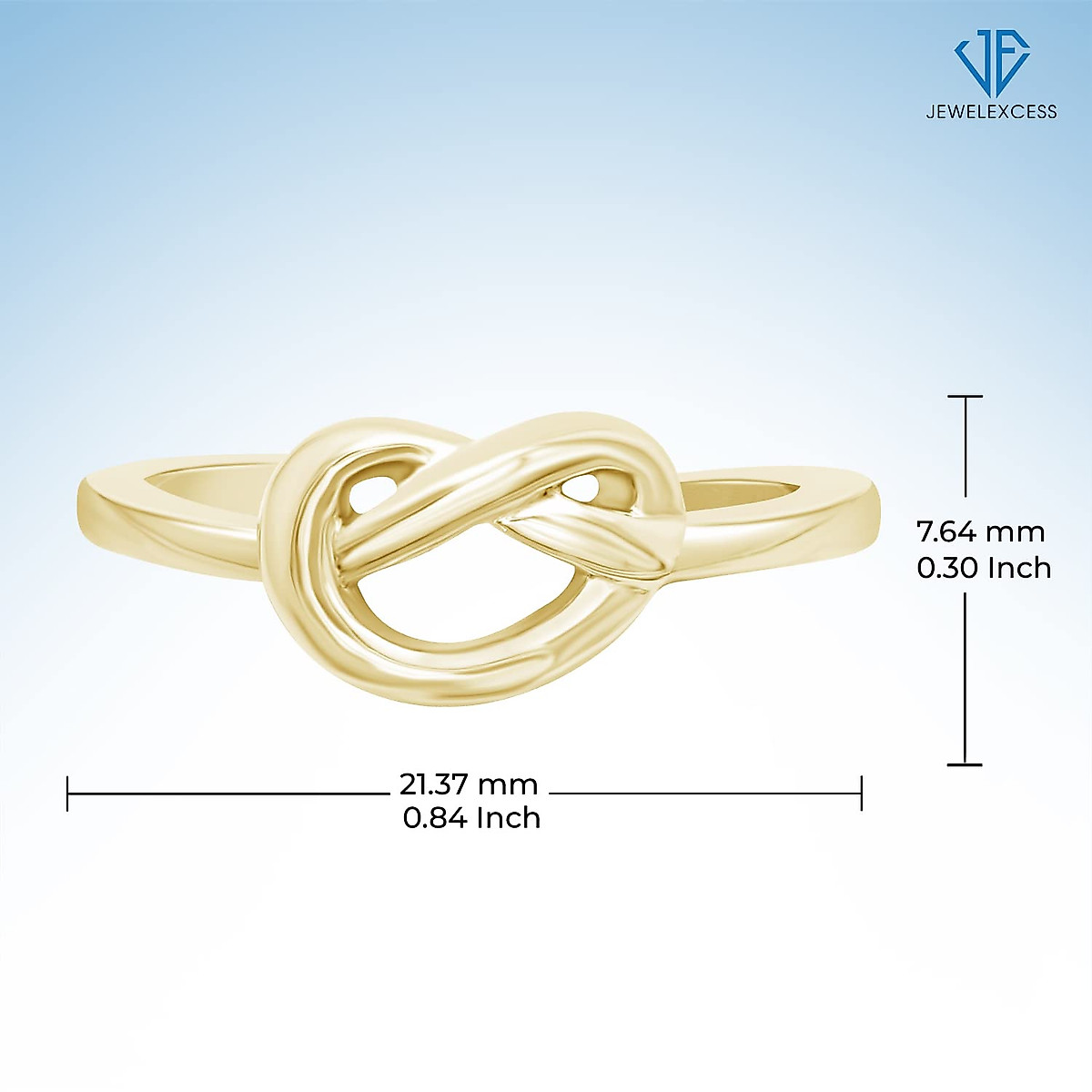 JEWELEXCESS 14K Gold Over Silver Love Knot Friendship Ring for Women | Dainty Gold over Silver Promise Ring For Women | Silver Celtic Knot Ring For Women