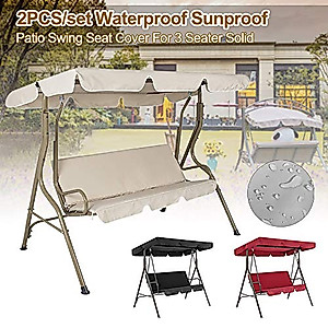 DUMGRN Canopy Swing Top Cover & Swing Seat Cover, 3 Seater Patio Swing Chair Canopy Top Cover with 210D Oxford Cloth for Garden Terrace Seat Hammock