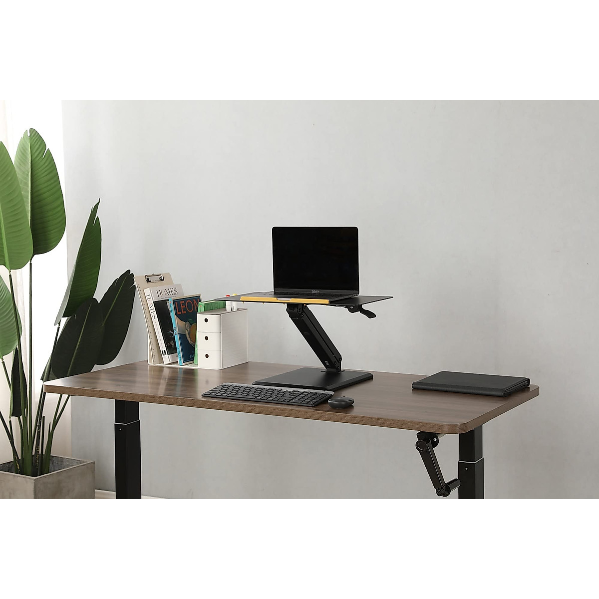 TORRAINAKE Height Adjustable Standing Desk Converter, Sit-Stand Converting Desks with Gas Spring and 45° Adjustable Aluminum Desktop for Home, Office