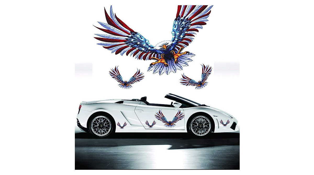 Stylish Patriotic Bald Eagle Car Decals - 4 Pack