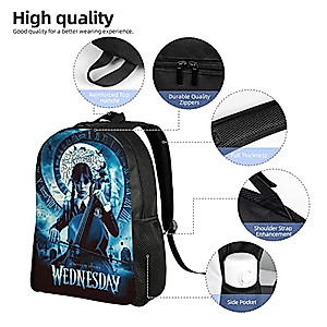 igtvekp Wednesday Durable Backpacks Set for Boys Girls,17inch Laptop Backpack with Lunch Box Lunch Bag Pencil Case Pencil Bag