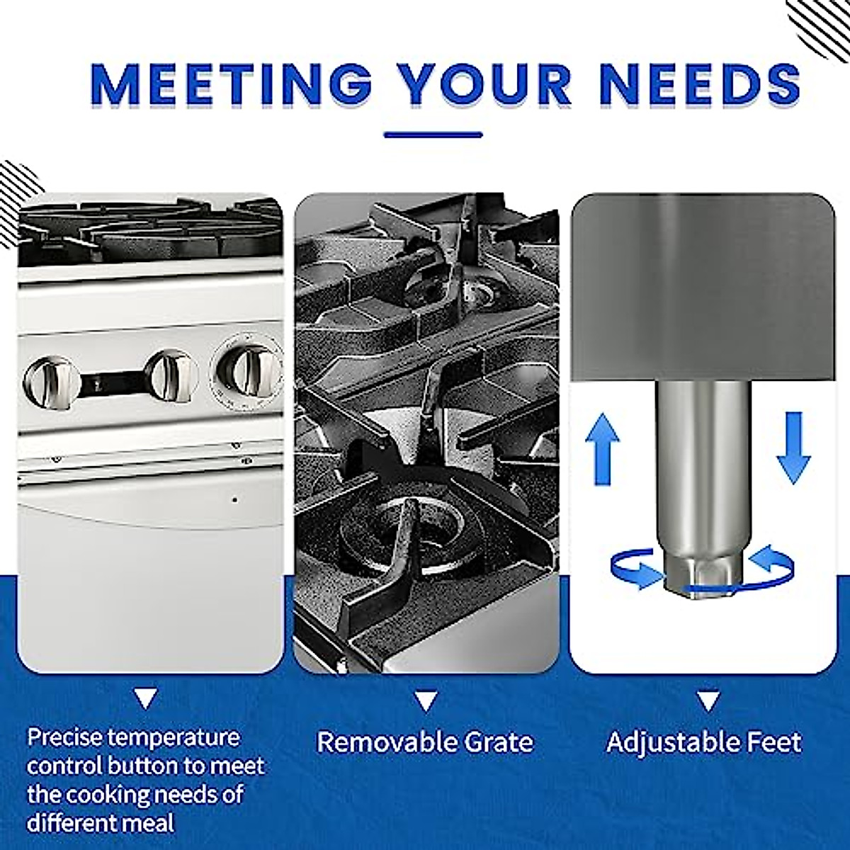 WMAOT 48" Commercial Range with 4 Burner 4.25 Cu.Ft 2 Electric Oven 24" Griddle 214000 BTU Manual Natural Gas Range for Commercial Kitchen Restuarant Bar