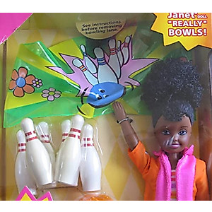 Barbie Bowling Party JANET Doll AA w Bowling Pins, Bowling Ball & More! (1998)
