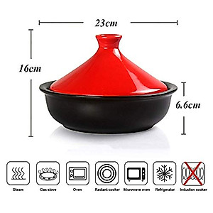 Moroccan tagine Pot Small tagine Bowl Round Ceramic Casserole Clay Pot with lid Heat-Resistant hot Pot earthen Pot
