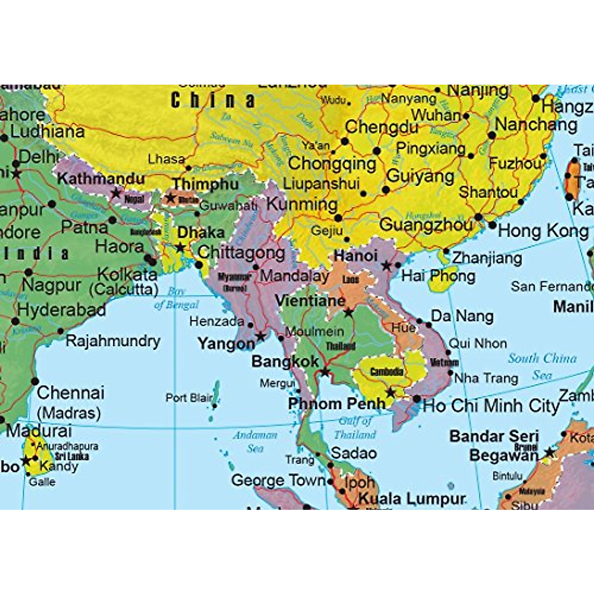 Swiftmaps Asia Wall Map GeoPolitical Edition (18x22 Laminated)