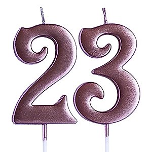 Rose 23rd Birthday Candle, Number 23 Years Old Candles Cake Topper, Boy Or Girl Party Decorations, Supplies