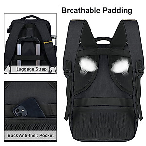 Maymooner Travel Backpack for Men Women Flight Approved Carry on Backpack Gym Overnight Luggage Laptop Daypack Waterproof Black