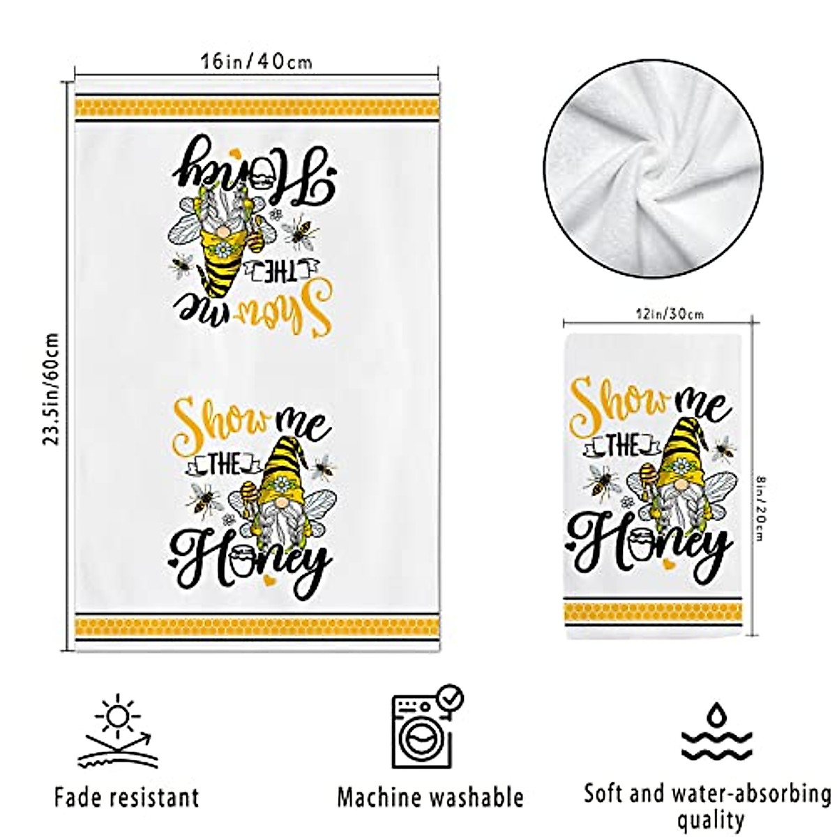 Hexagram Bee Kitchen Towels Set of 4, Bee Hand Towels for Kitchen Housewarming Farmhouse Kitchen Gifts, Bee Gifts for Women…