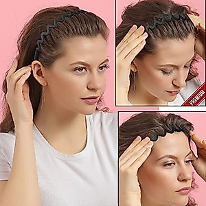 LAPOHI 8 PCS Non Slip Fashion Effortless Plastic Headbands with Teeth Comb Skinny Hair Bands for Women Men Teen Girls, Comb Teeth Morandi